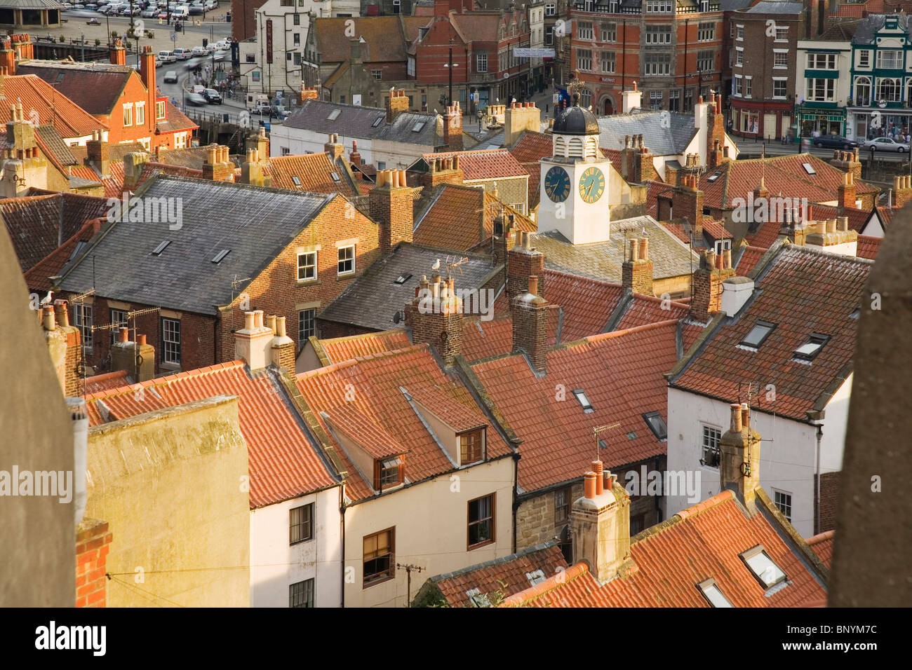 View over the red pantile rooftops of 'The Old Town' Whitby North ...
