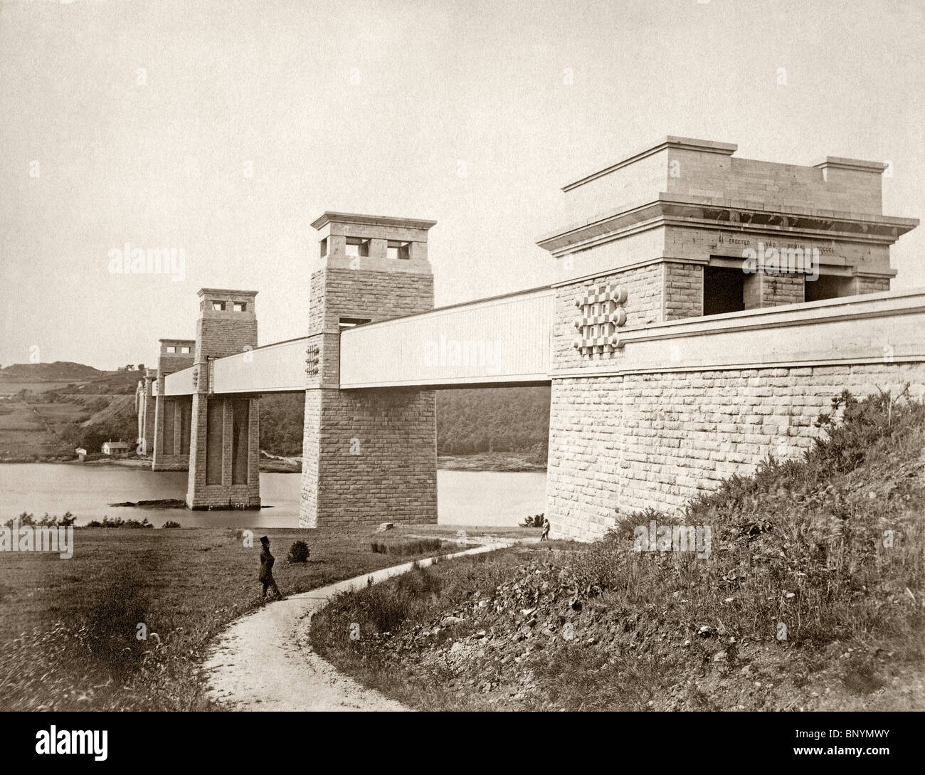 Britannia Bridge over the Menai Strait, Wales in its original ...