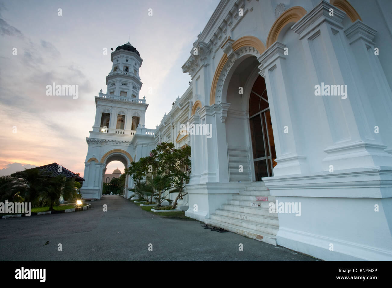 View at sunset of of Johor's state mosque Masjid Negeri Sultan Abu ...