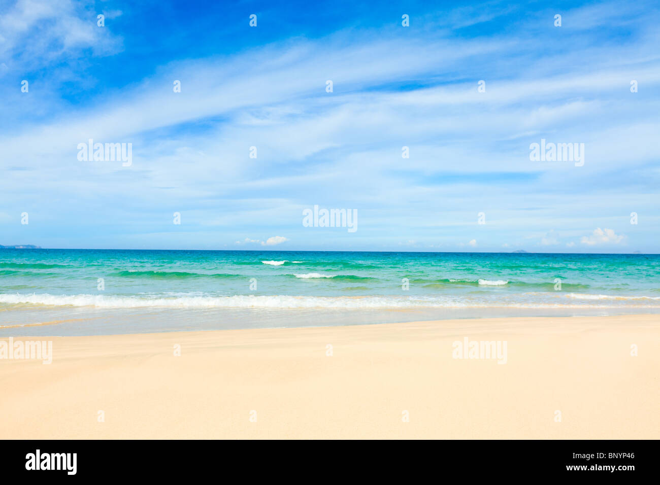 Beautiful white sand tropical beach at day time Stock Photo - Alamy