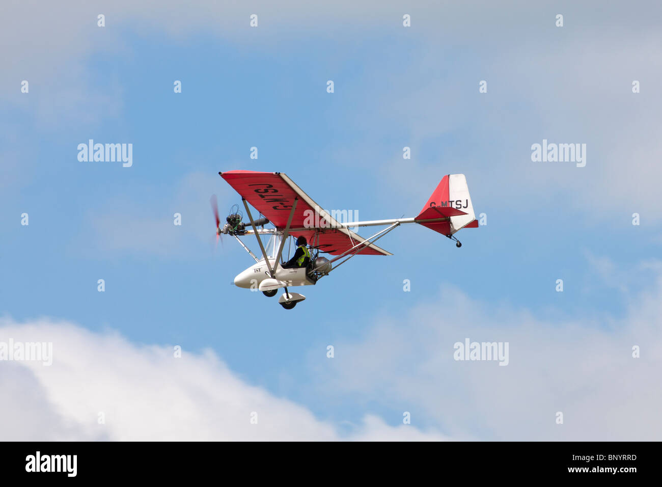 Thruster TST Mk1 G-MTSJ microlight aircraft in flight at Wickenby ...