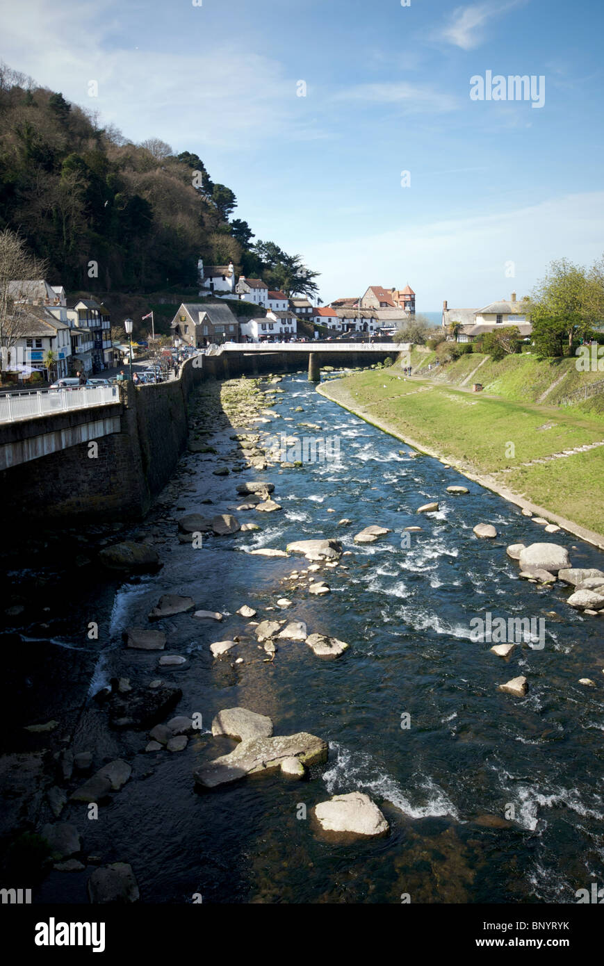 Lynmouth Devon UK Harbor Harbour Quay River Lyn Stock Photo - Alamy