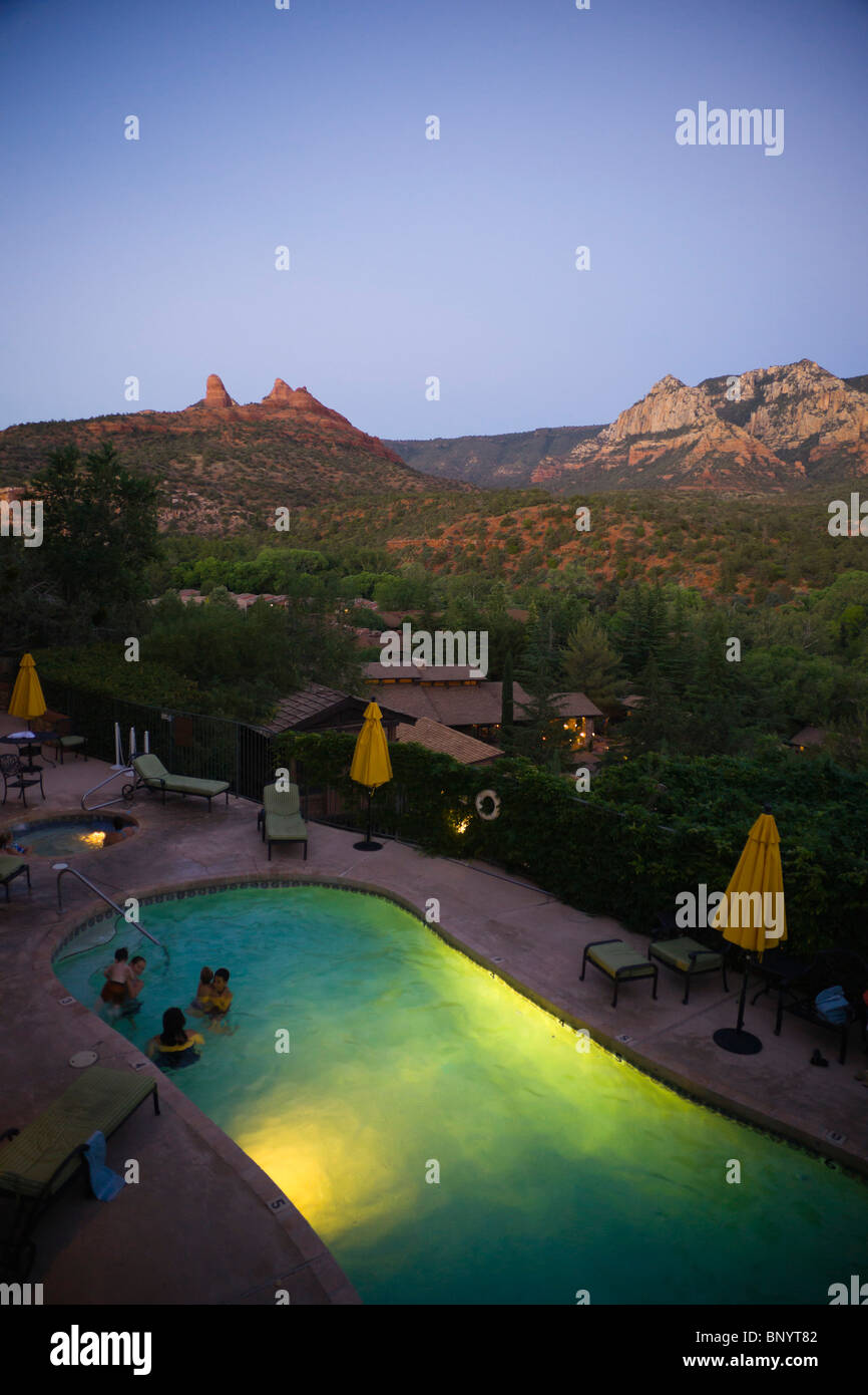 Sedona, Arizona - Orchard Inn poolside area from room balconies facing ...