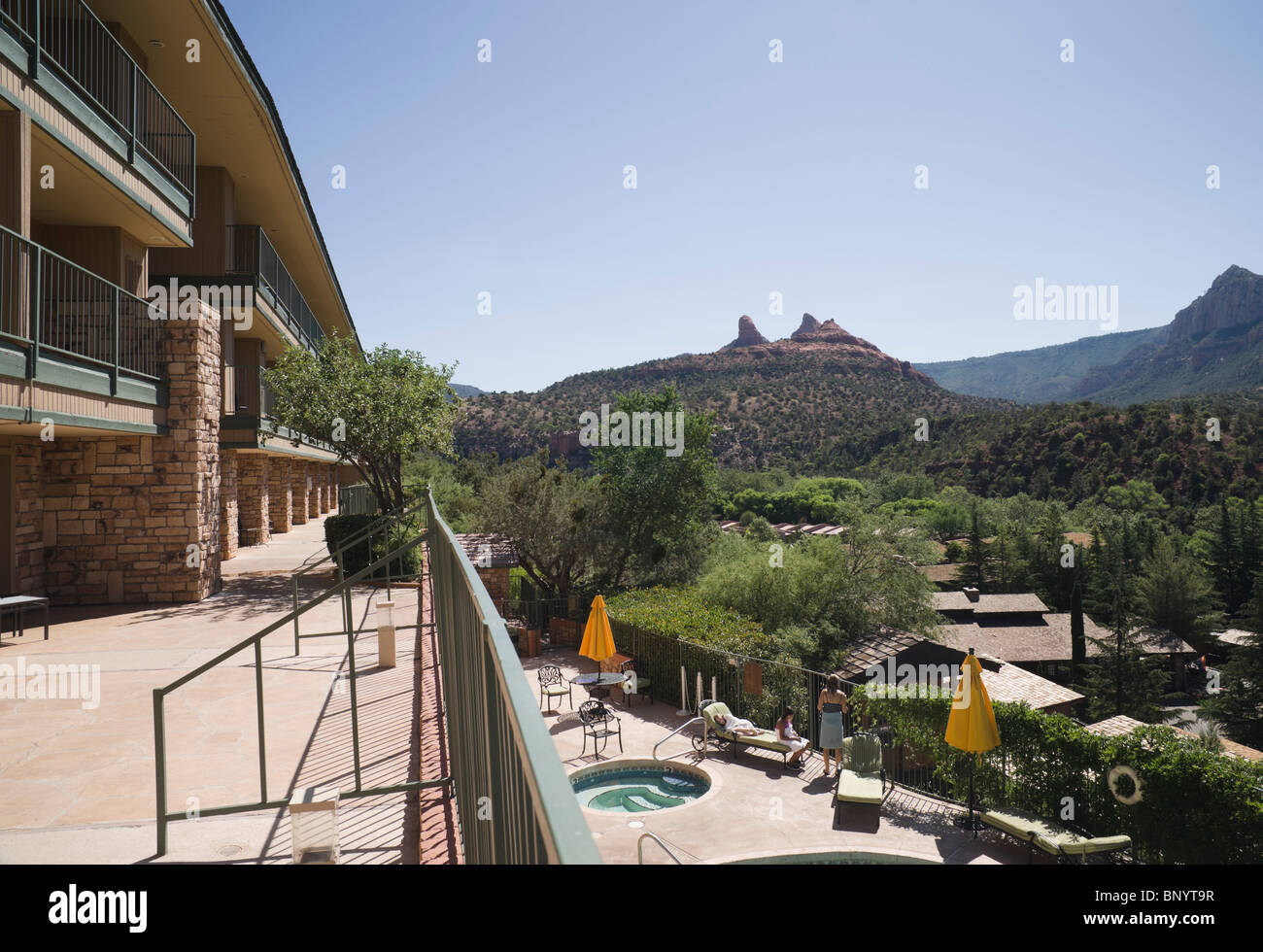 Sedona, Arizona - Orchard Inn Suites poolside area seen from room ...