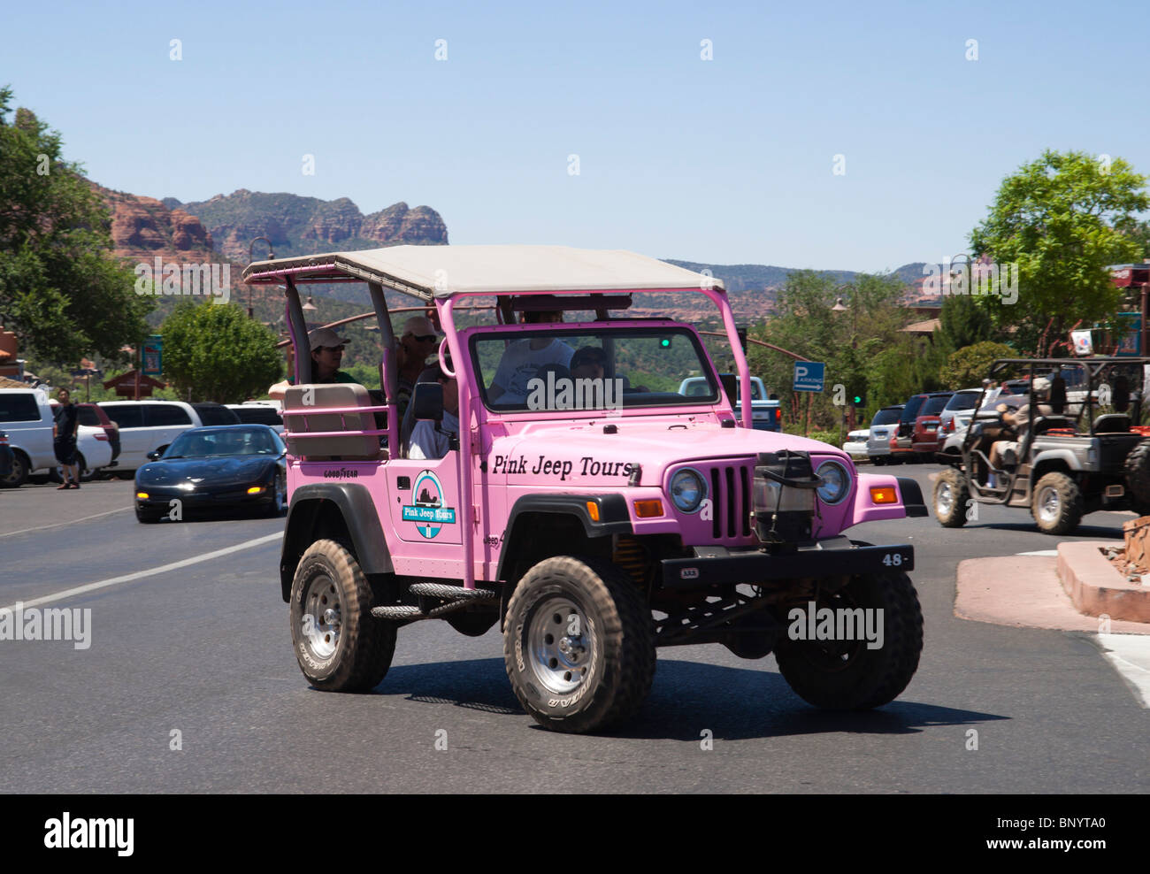 Sedona, Arizona - jeep tours. The famous Pink Jeep Company Stock Photo ...