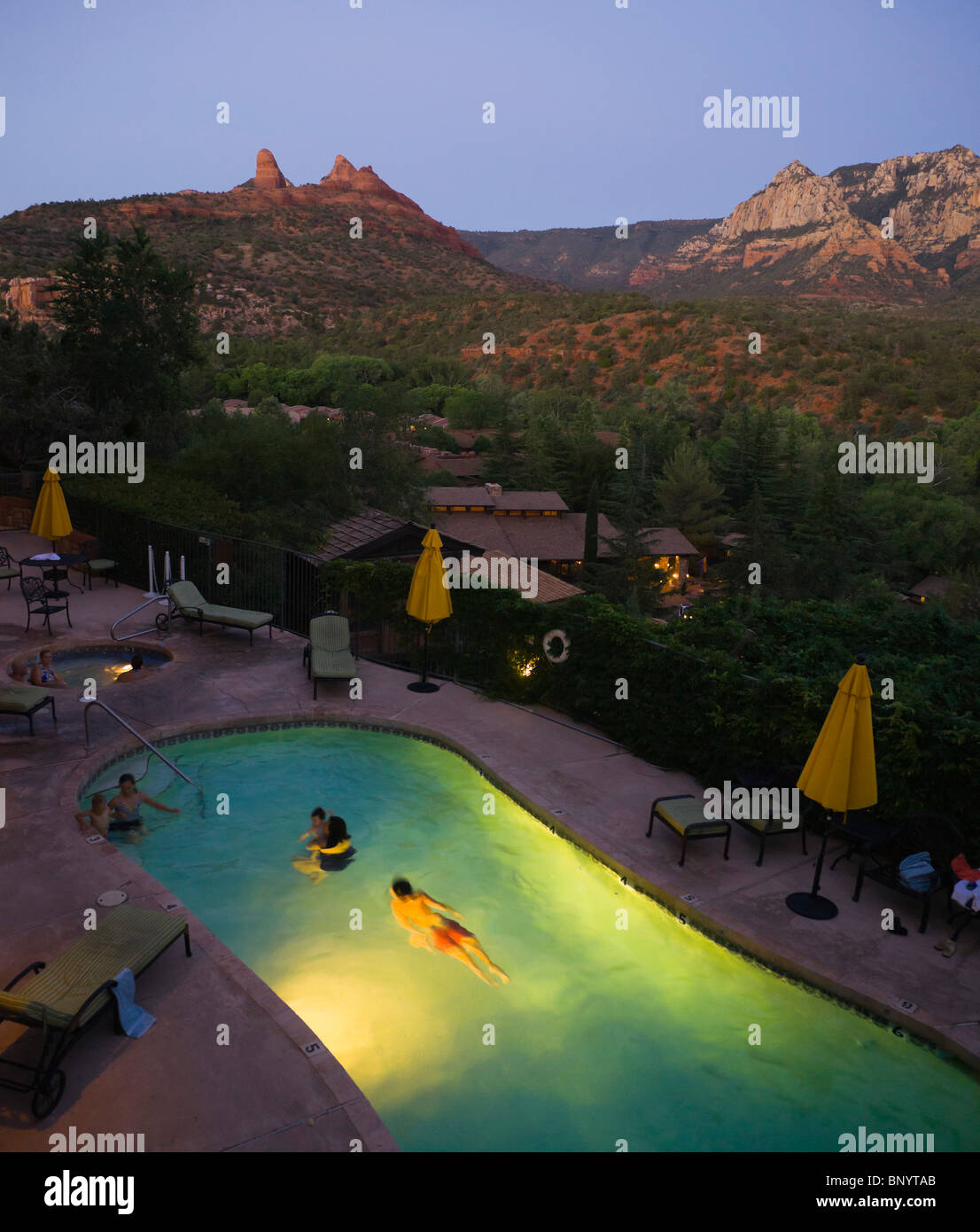 Sedona, Arizona - Orchard Inn poolside area from room balconies facing ...