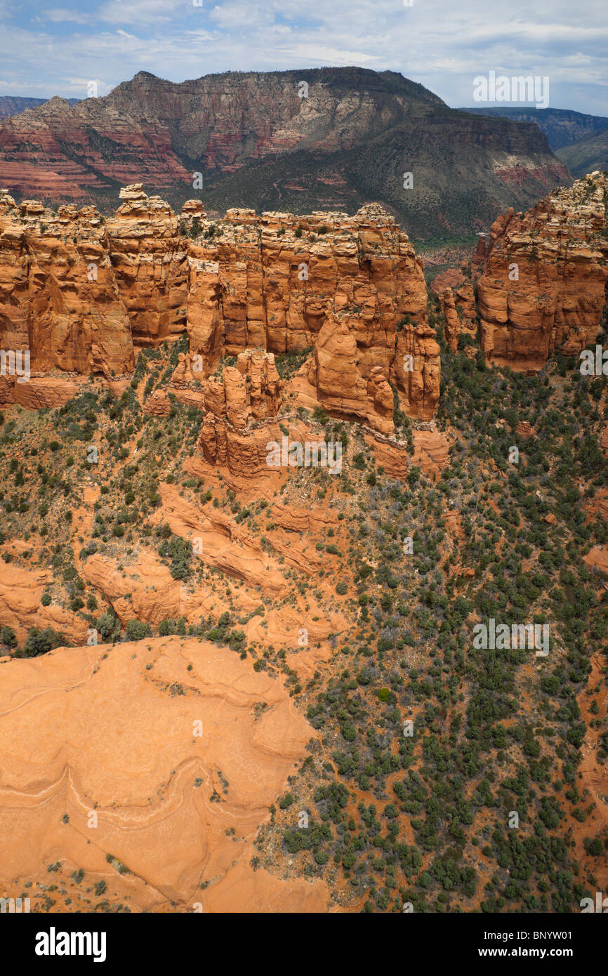Sedona, Arizona - aerial view of red rock country from tourist ...
