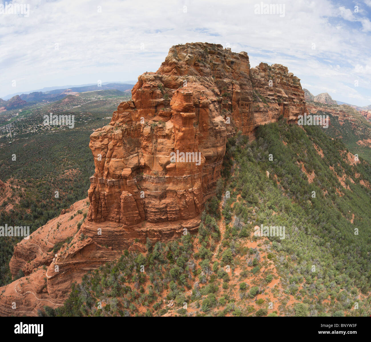 Sedona, Arizona - aerial view of red rock country from tourist ...