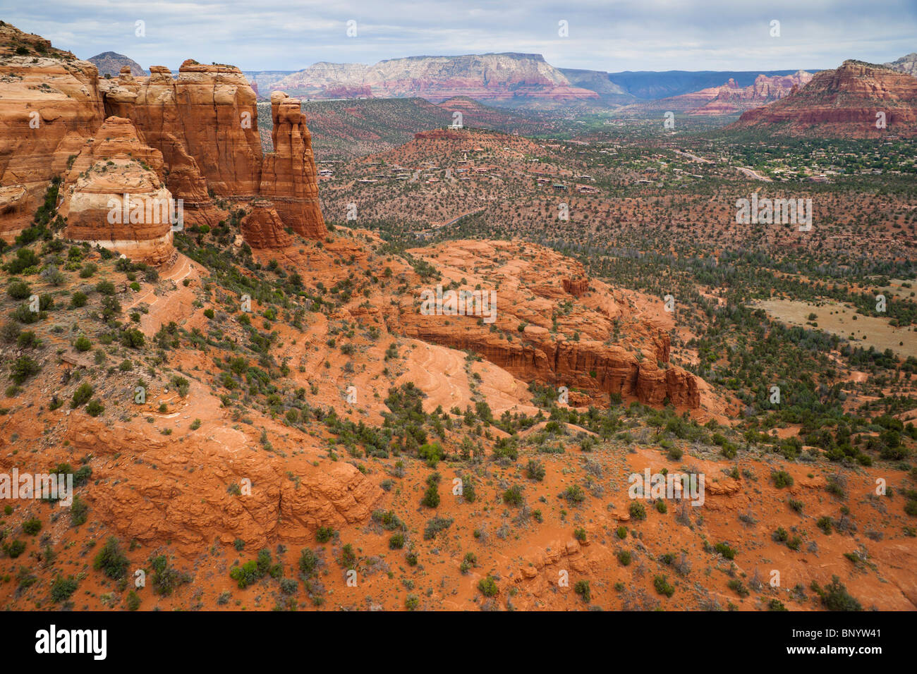 Sedona, Arizona - aerial view of red rock country from tourist ...