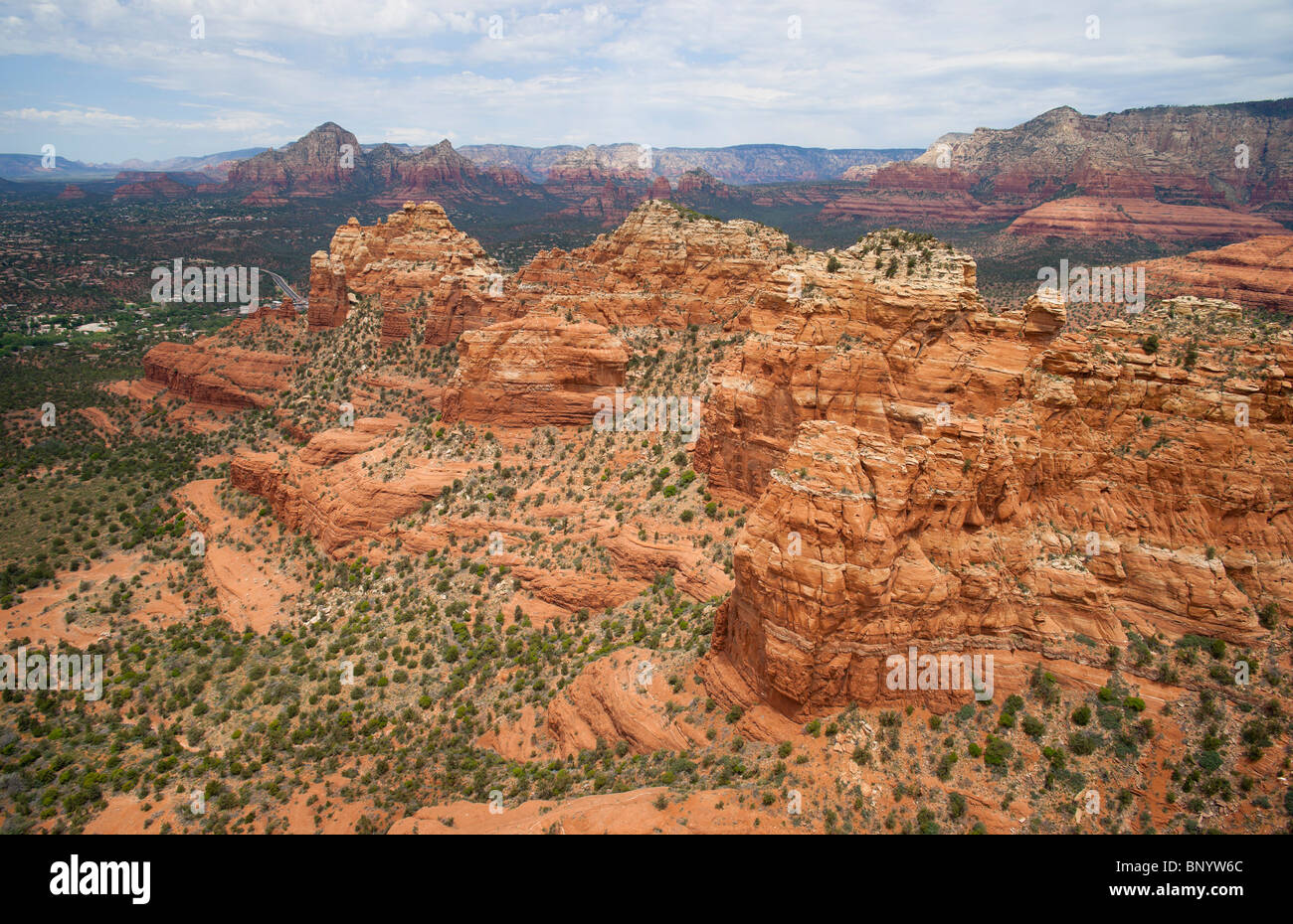 Sedona, Arizona - aerial view of red rock country from tourist ...