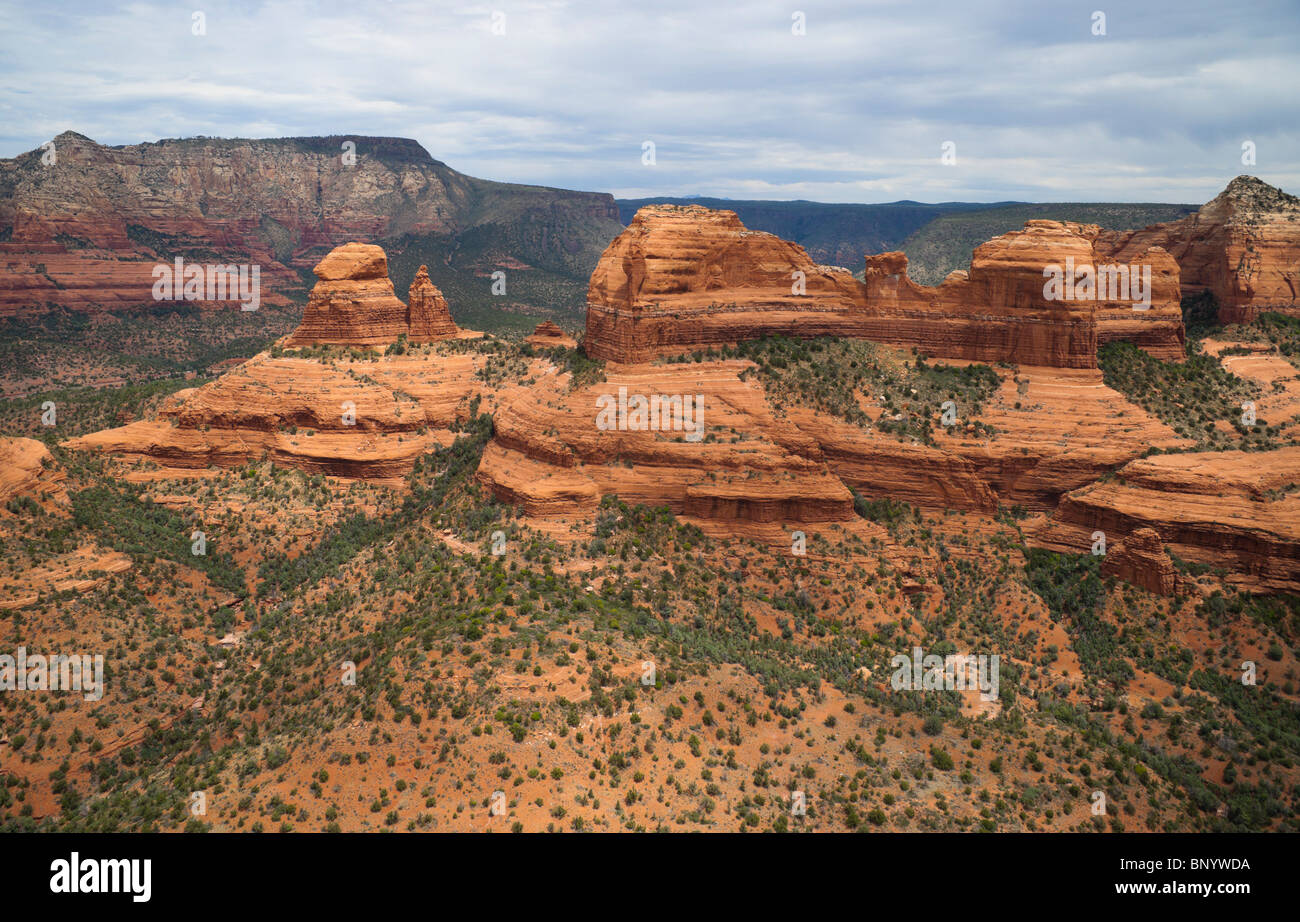 Sedona, Arizona - aerial view of red rock country from tourist ...