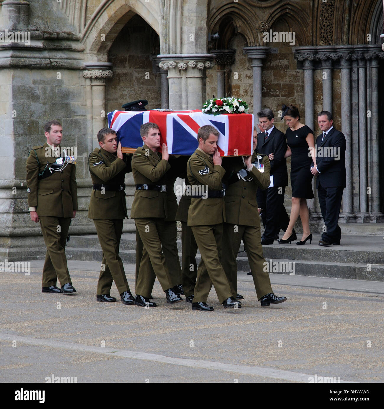 Military funeral coffin of Major Josh Bowman 1st Battalion The Royal ...