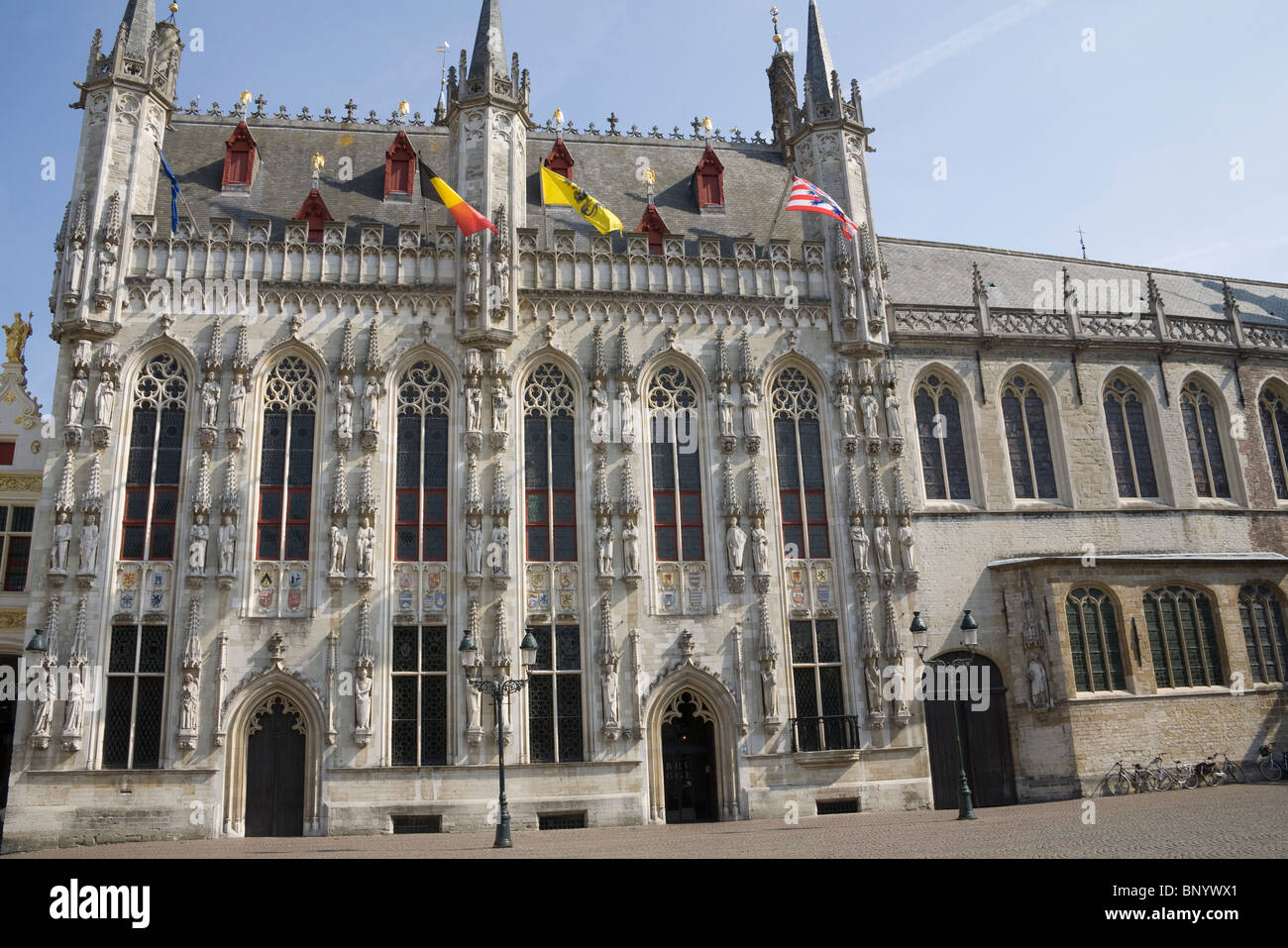 Bruges Belgium Europe EU The ornate Stadhuis Town Hall in Burg square ...