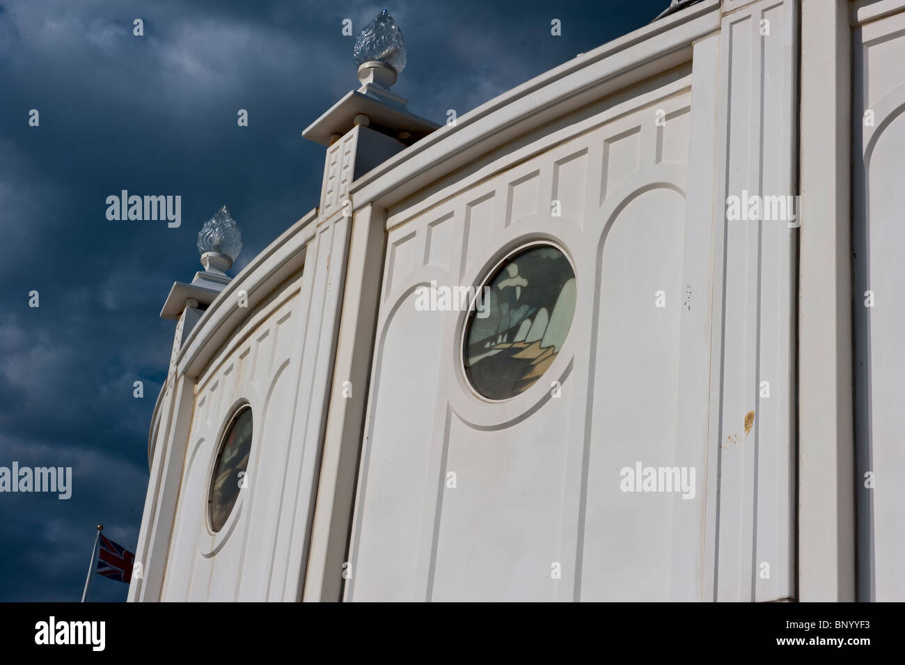 Stained glass style windows on the arcade on Brighton's East )Palace ...