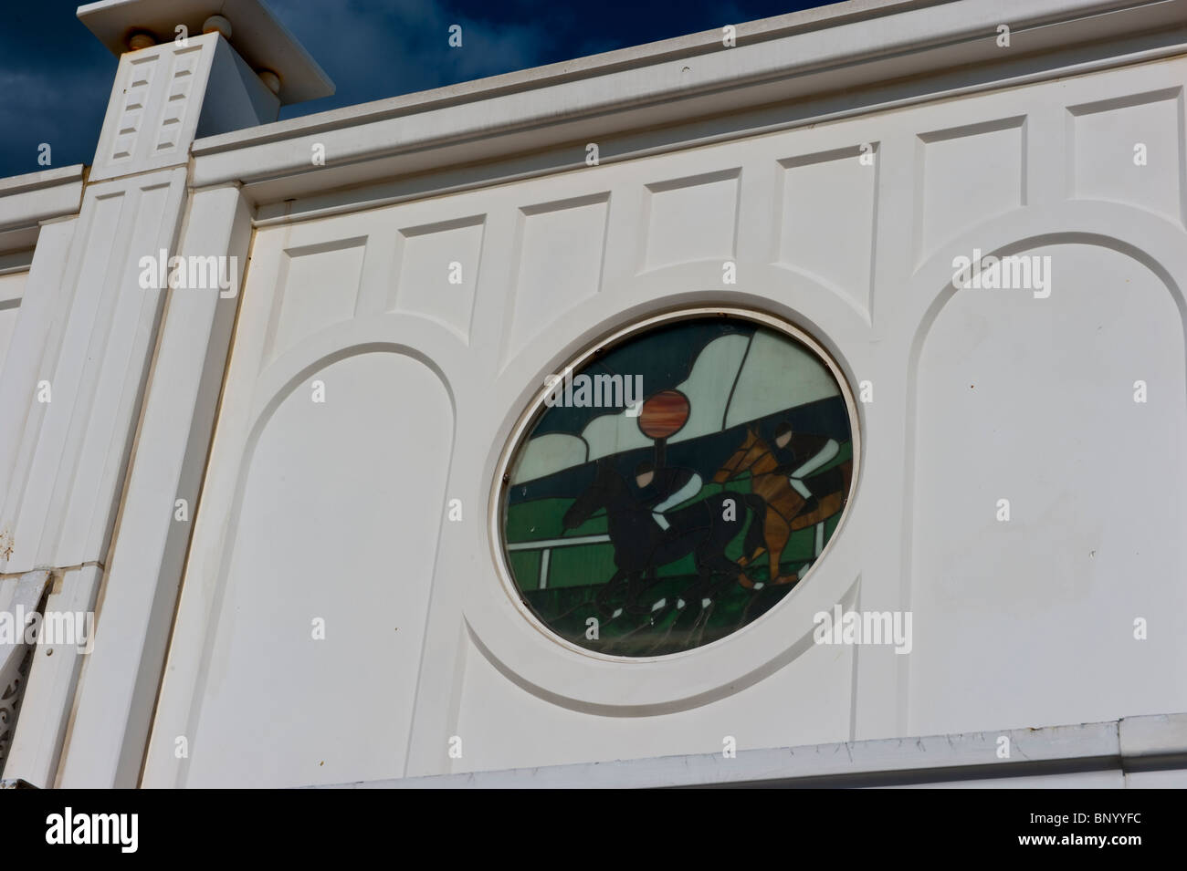 Stained glass style windows on the arcade on Brighton's East )Palace ...
