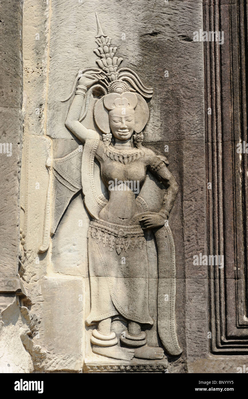 Cambodia Angkor Apsara on the wall of Angkor wat Stock Photo - Alamy