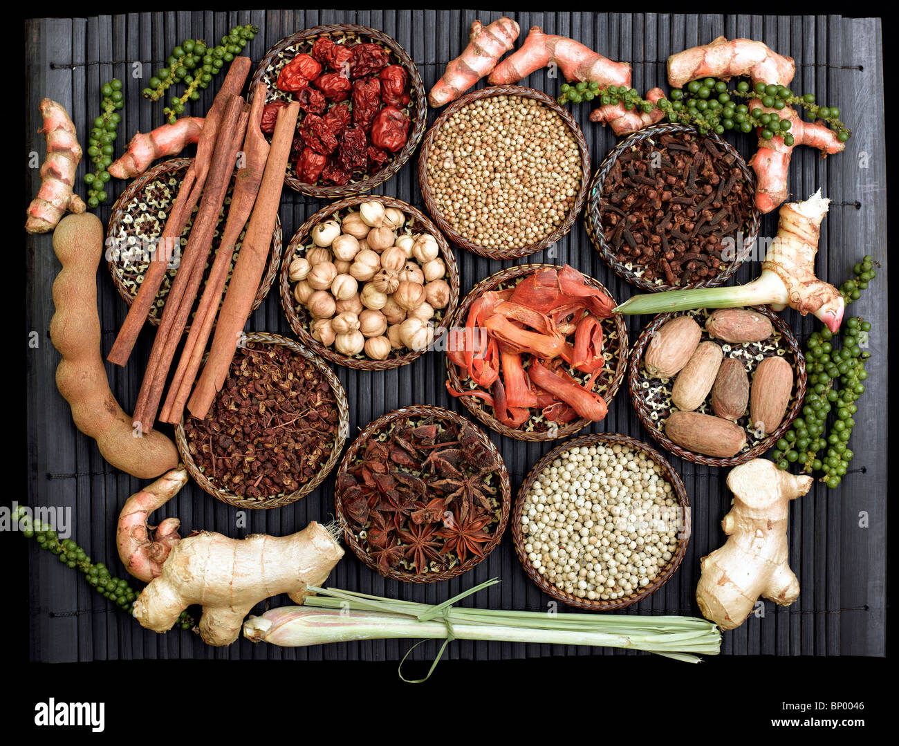 spice collection on black background (large format photo Stock Photo ...