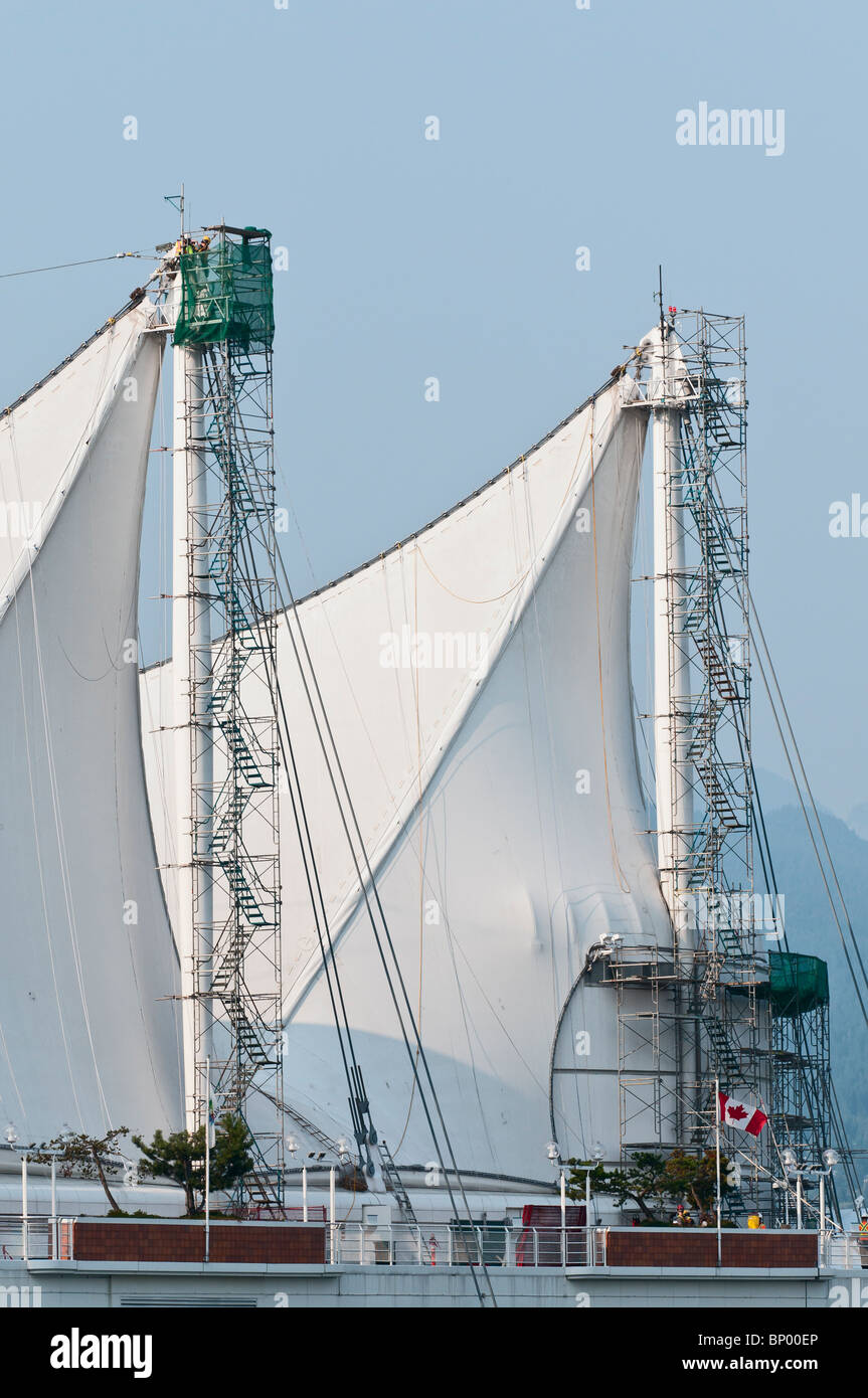 Construction has begun to replace the iconic Teflon-coated fiberglass ...