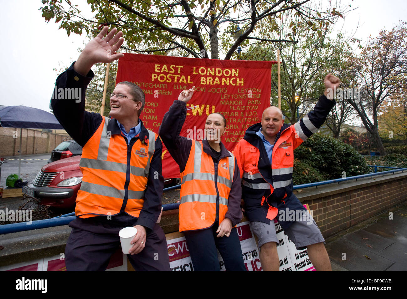 Striking Postal Workers picket outside Bow Delivery Office in East ...