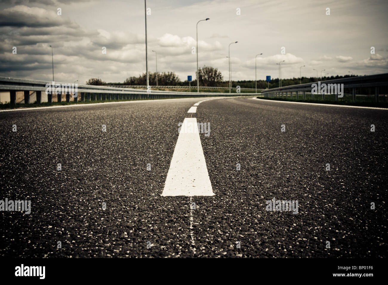 curve on asphalt empty highway Stock Photo - Alamy