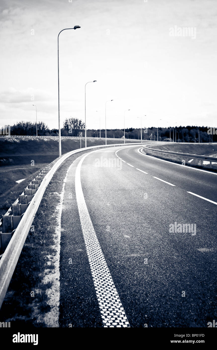 curve on asphalt empty highway Stock Photo - Alamy