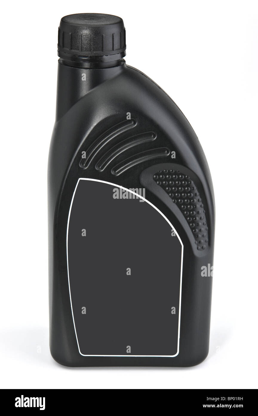 The black plastic bottle of motor oil Stock Photo - Alamy