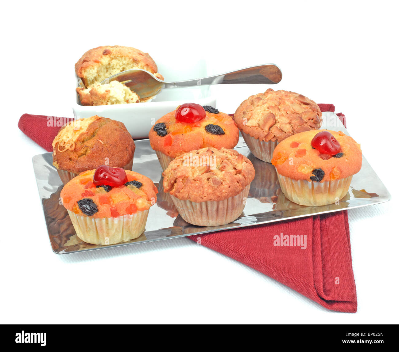 closeup of colorful muffins with cherry (large format photo Stock Photo ...