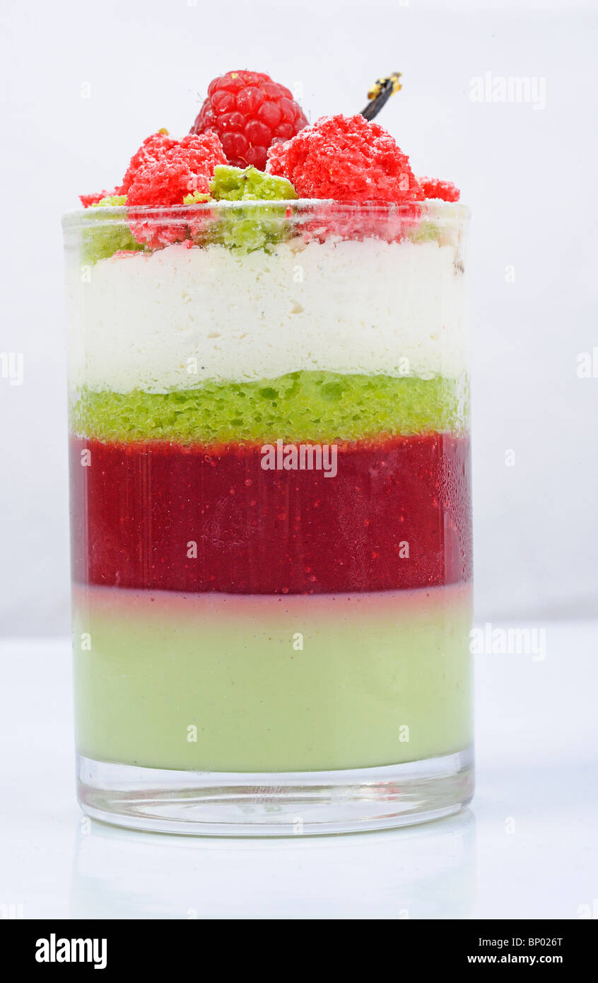 Raspberry moose dessert on a white background Stock Photo - Alamy