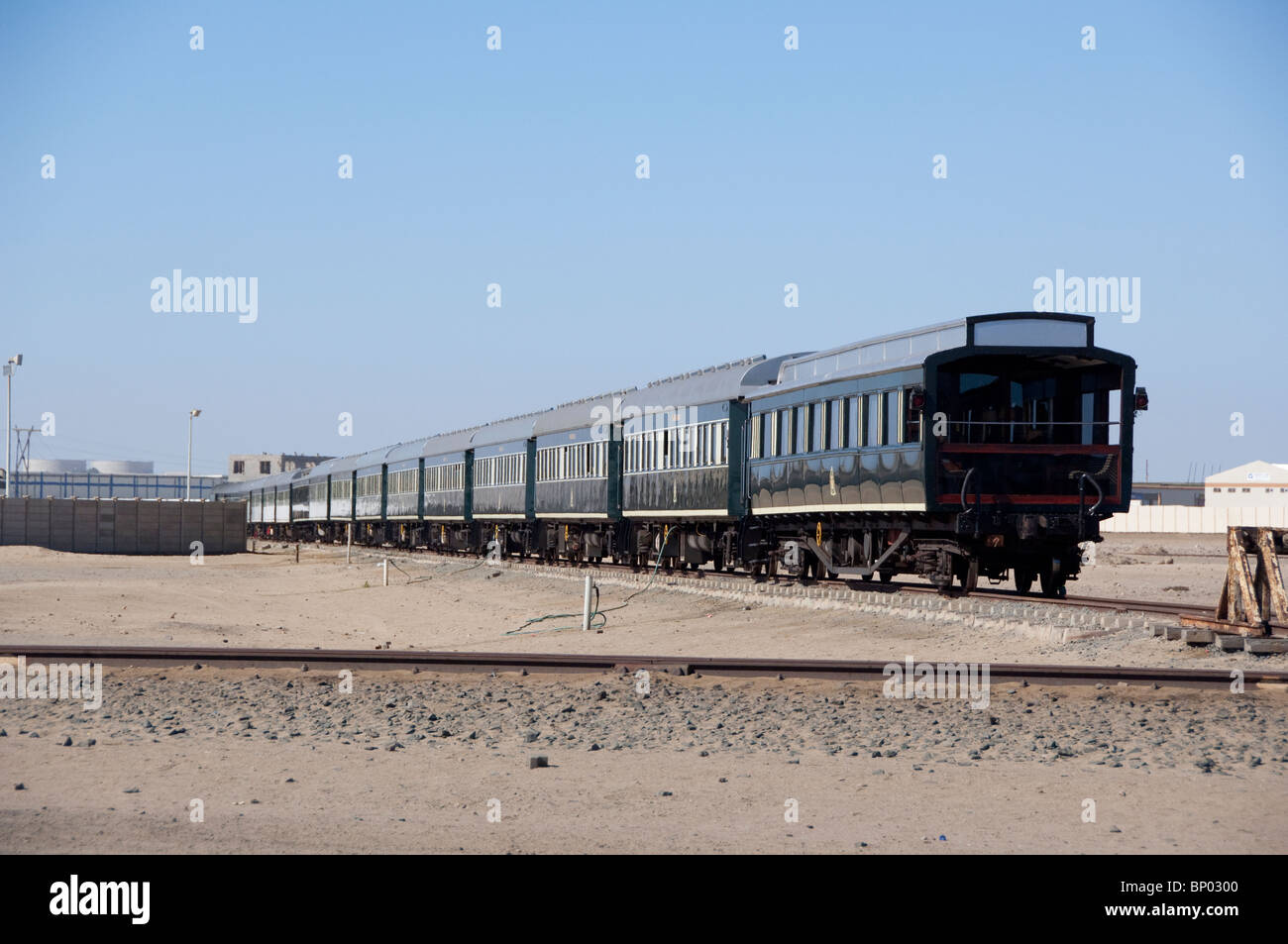 Africa, Namibia, Swakopmund. Namibia tourist sight seeing train, "Pride ...