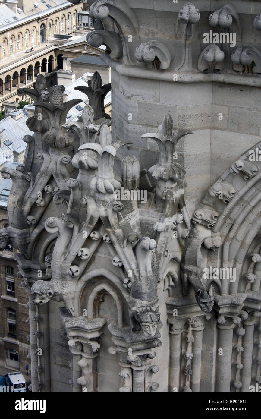 Notre Dame de Paris, details of stonework Stock Photo - Alamy