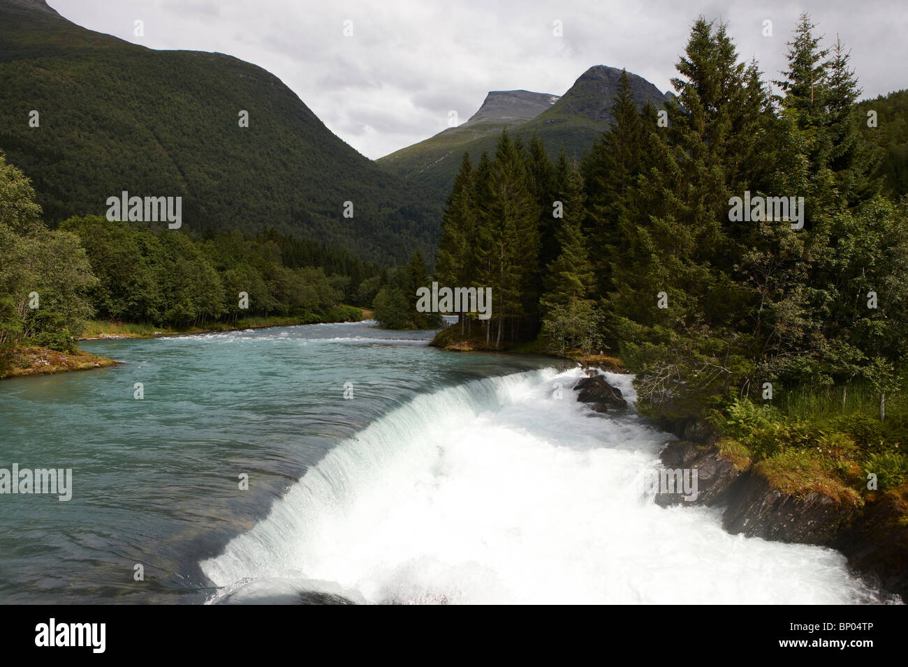 Small waterfall in Olden, Norway Stock Photo - Alamy