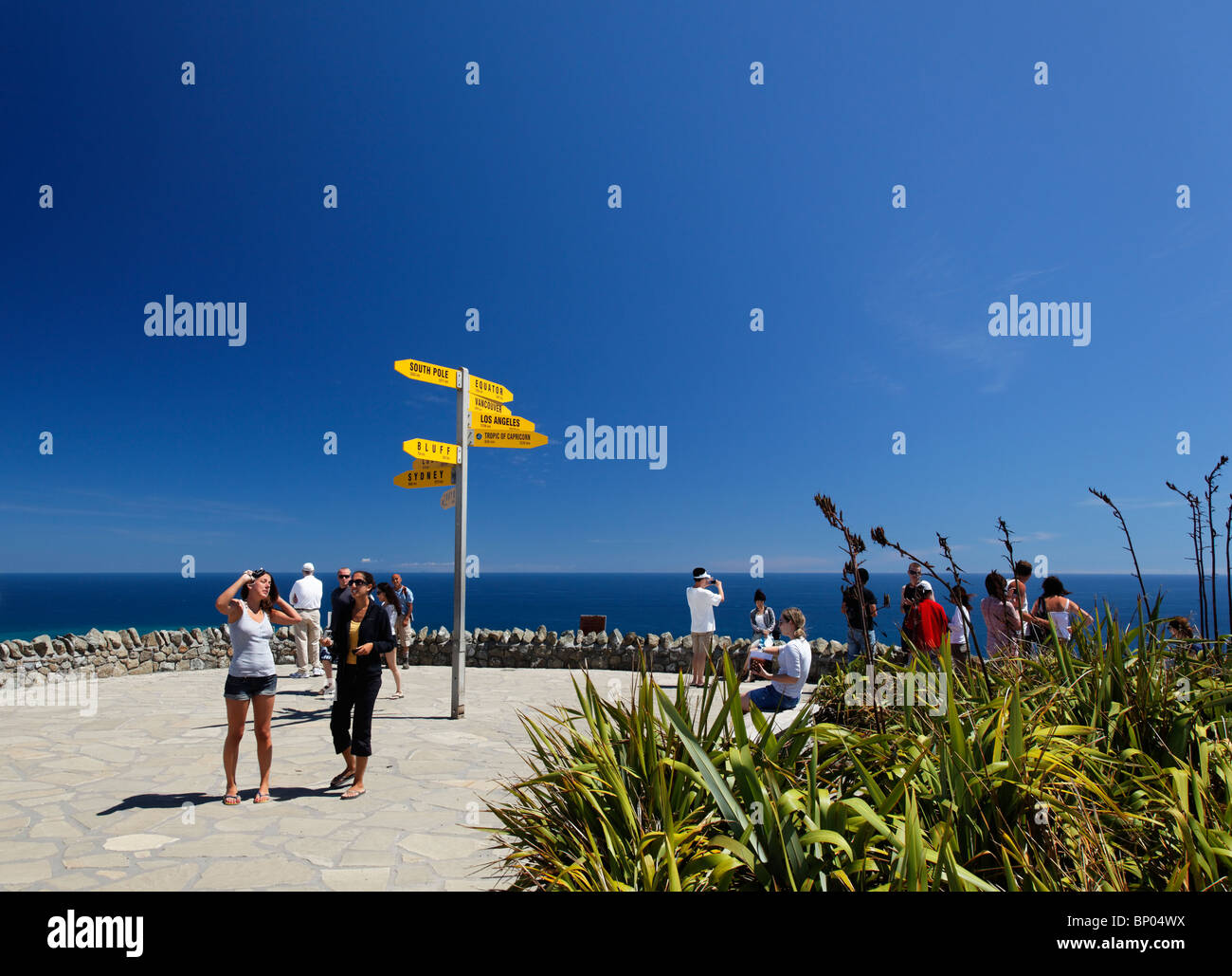 A distance sign on Cape Reinga Stock Photo - Alamy