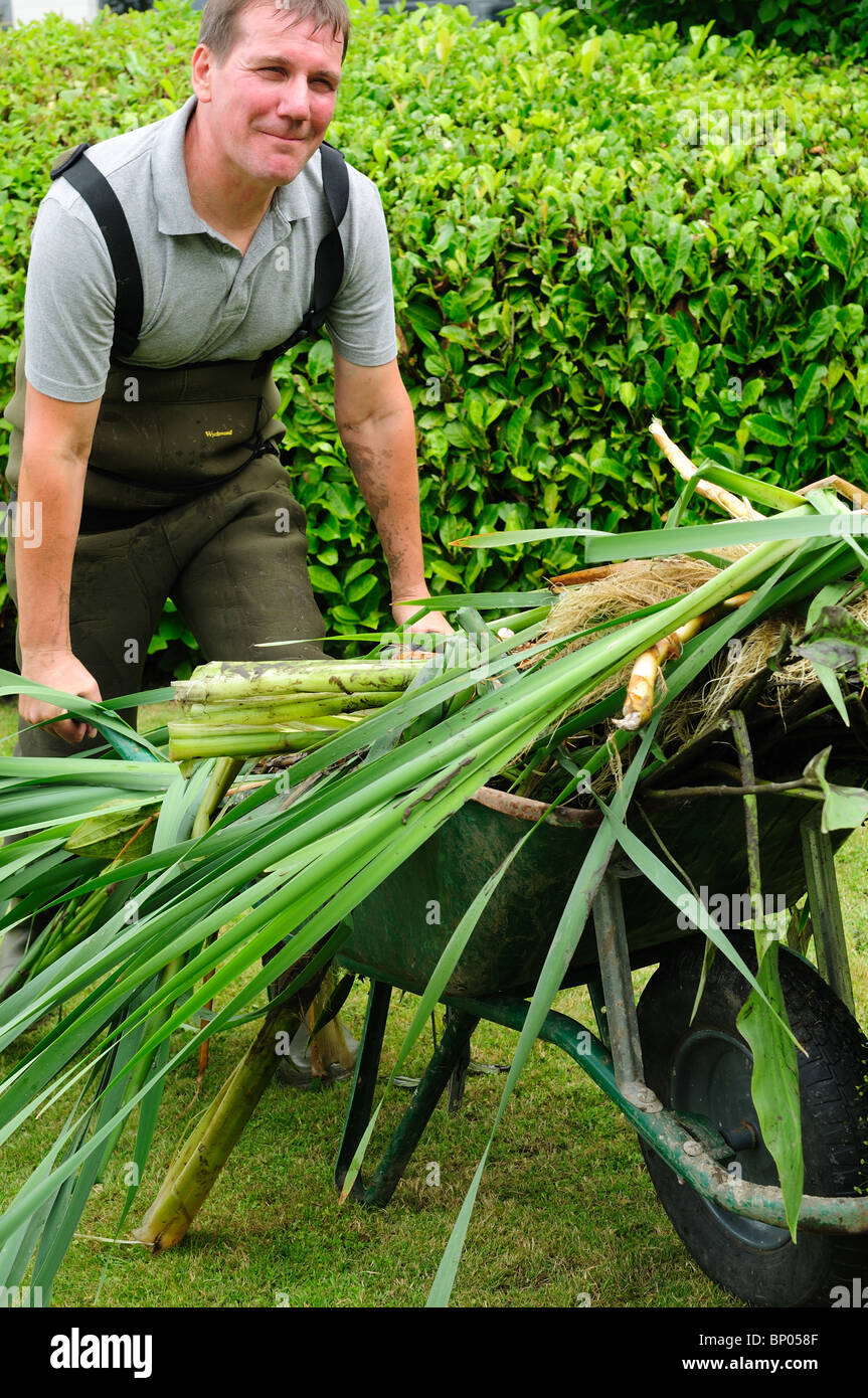 Middler aged Man Lifting Heavy Wheelbarrow.(straining Stock Photo - Alamy