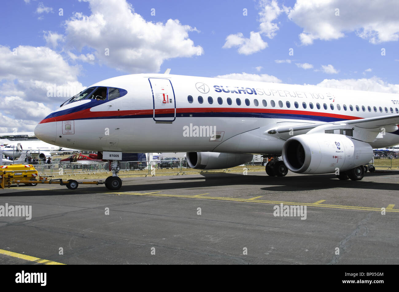 Sukhoi Superjet 100 at the Farnborough Airshow Stock Photo - Alamy