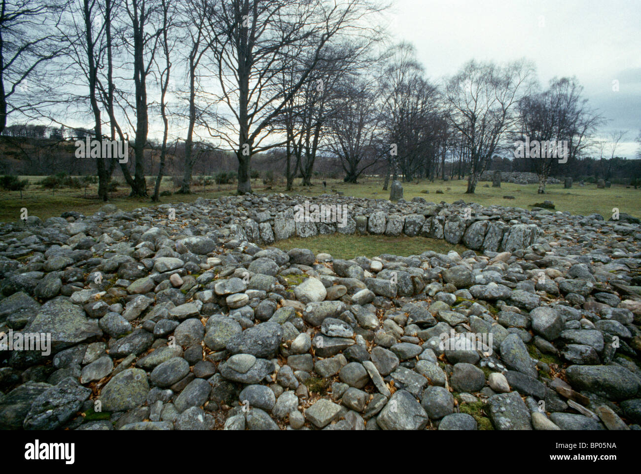 Balnuaran Of Clava Scotland Prehistoric Burial Cairns And Trees Stock ...