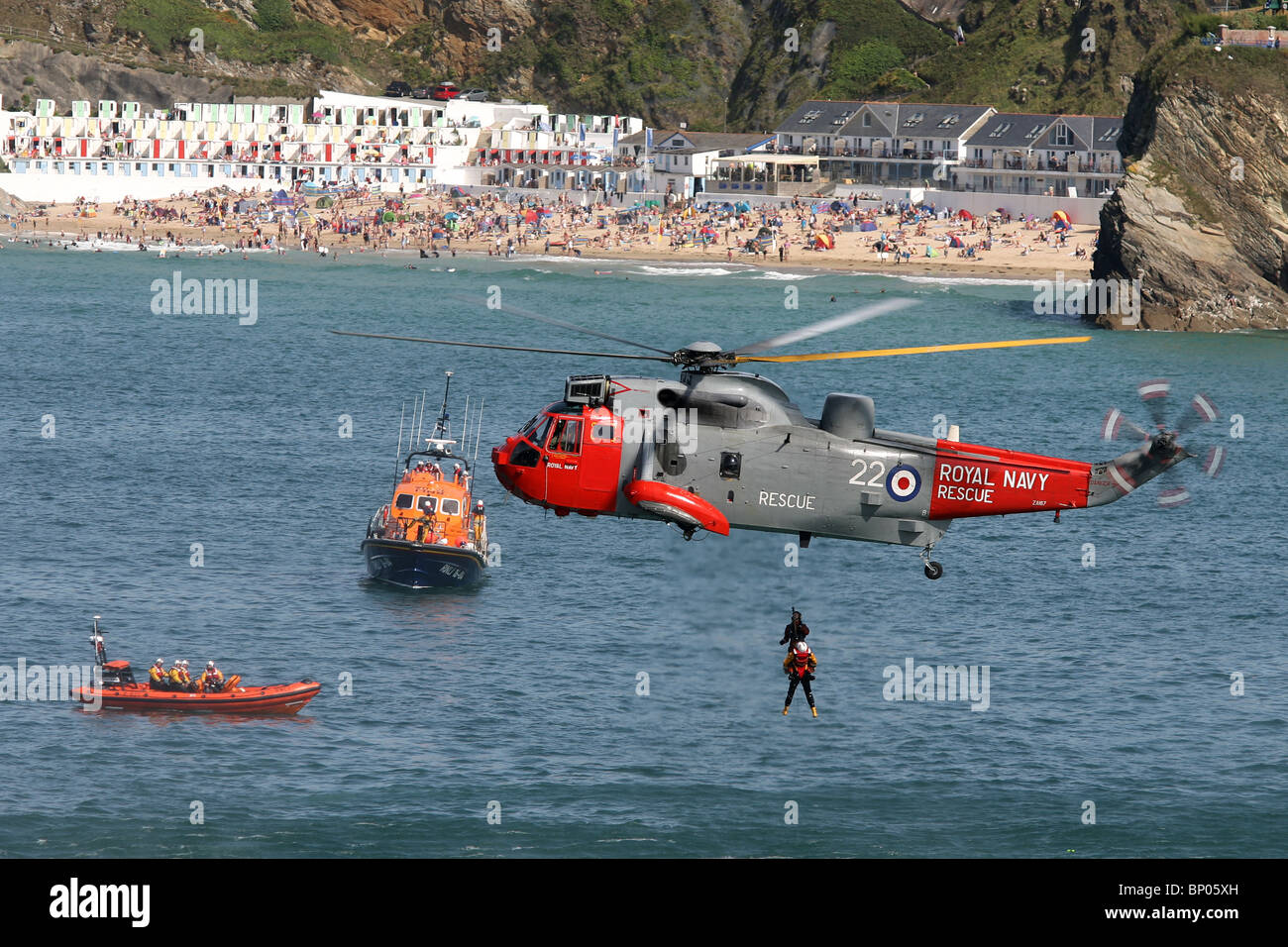 The RNLI air sea rescue display in Newquay Harbour, August 8th, 2010 ...