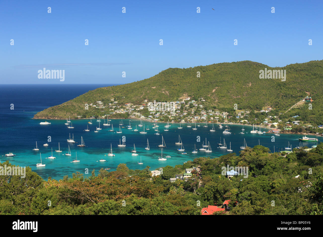 Tropical bay on Bequia Island, St. Vincent in the Caribbean Stock Photo ...