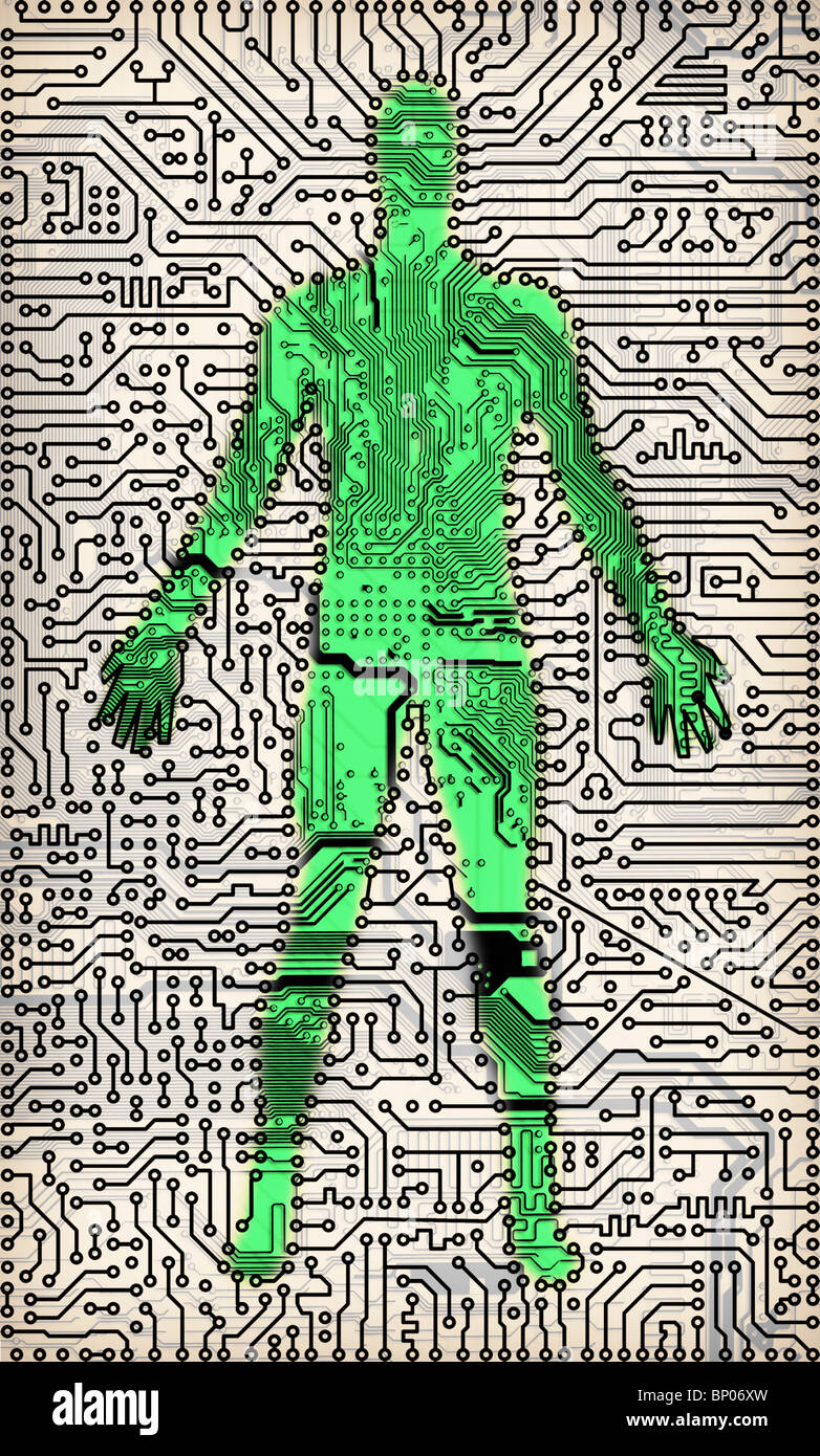 Silhouette of man formed in electronic components Stock Photo - Alamy