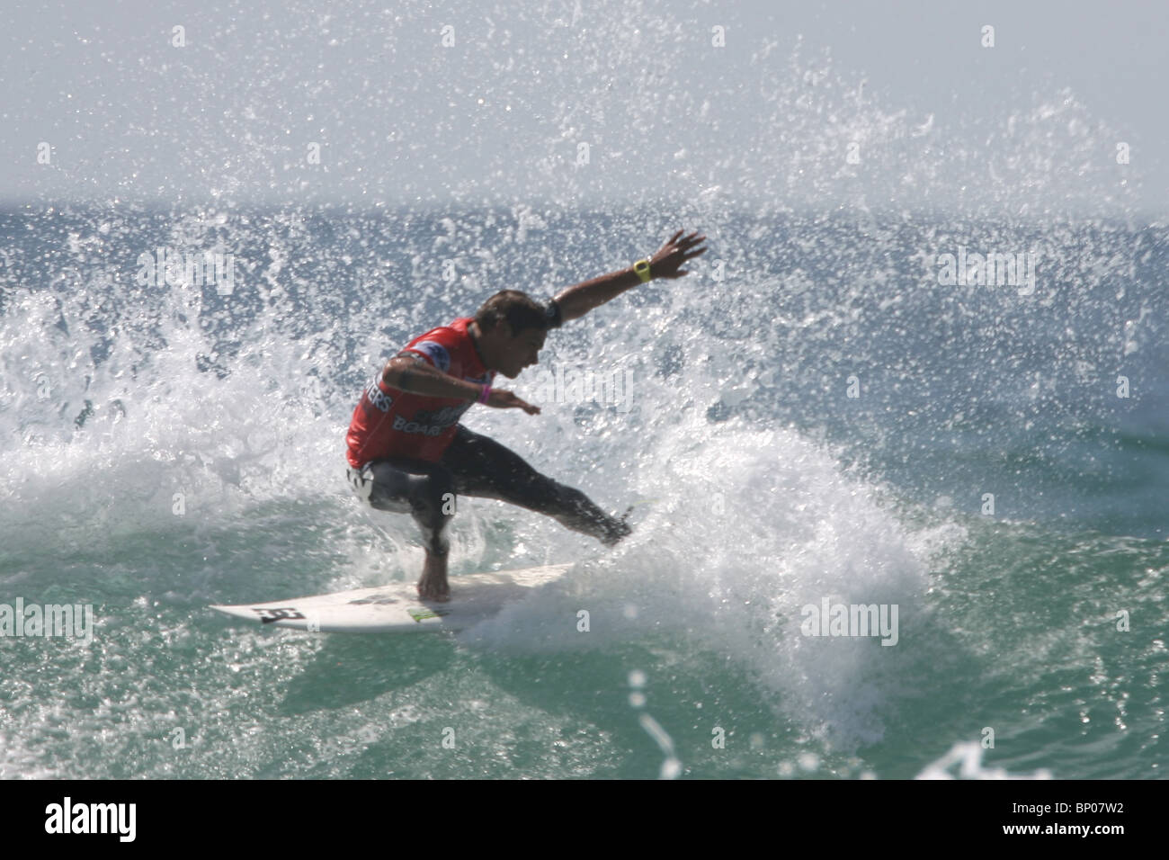 Frenchman Marc Lacomare who won the Relenless Boardmasters surfing ...