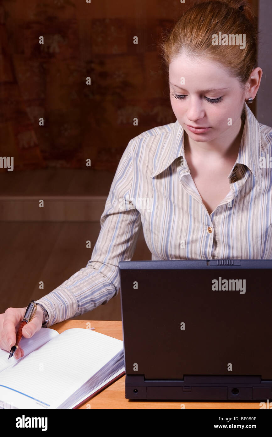 girl with notebook Stock Photo - Alamy
