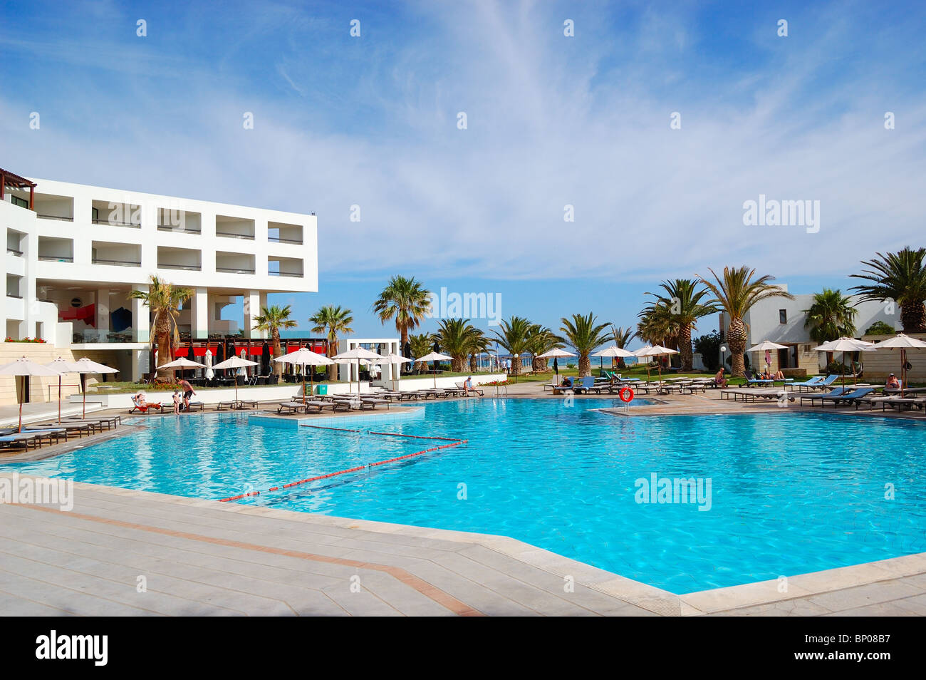 Swimming pool at the modern luxury hotel, Crete, Greece Stock Photo - Alamy