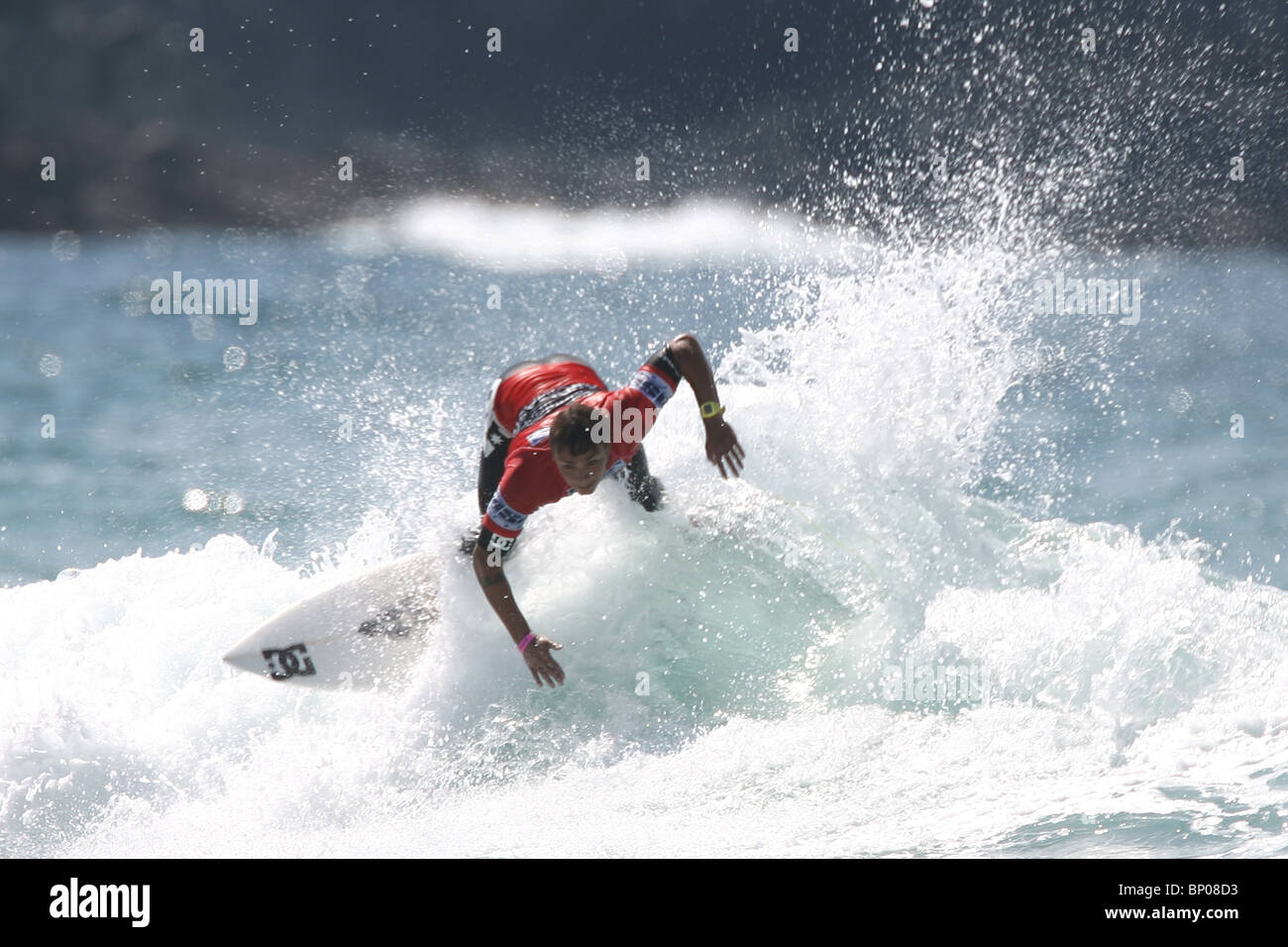 Frenchman Marc Lacomare who won the Relenless Boardmasters surfing ...