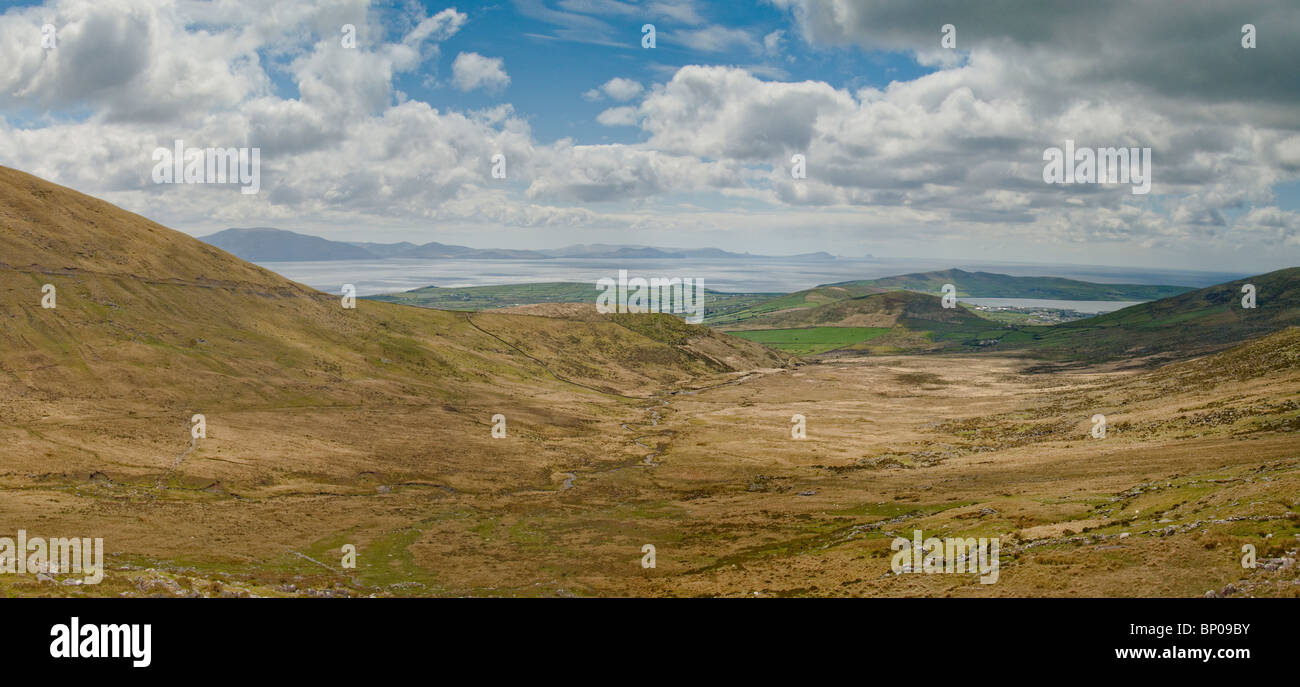 Wide Landscape looking down to the town of Dingle Stock Photo - Alamy