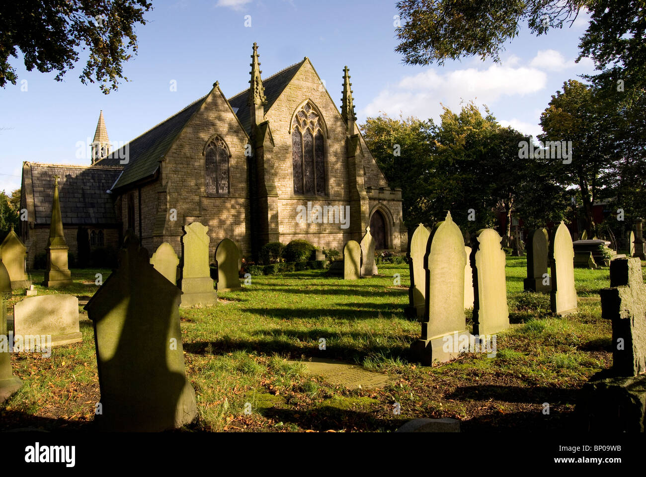 Exterior view of St. Margaret's Anglican Church, with a graveyard in ...
