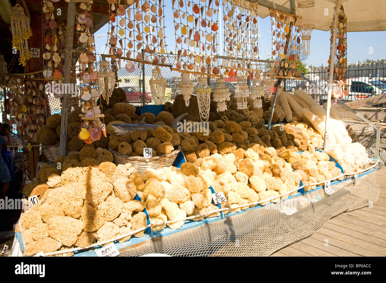 Natural sponges on sale, Rhodes, Greece Stock Photo - Alamy