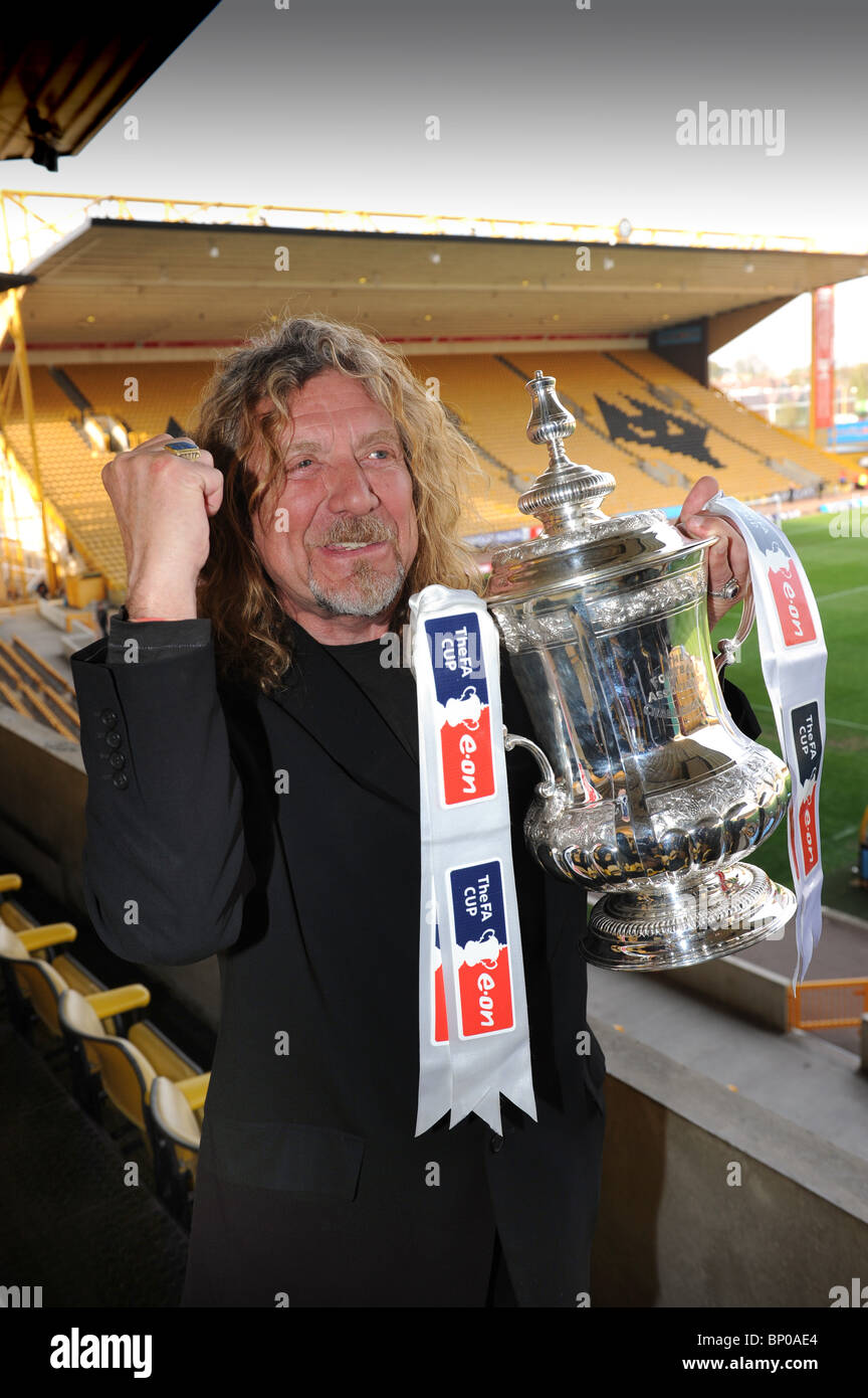 Robert Plant former led zeppelin singer with the FA Cup at Molineux ...