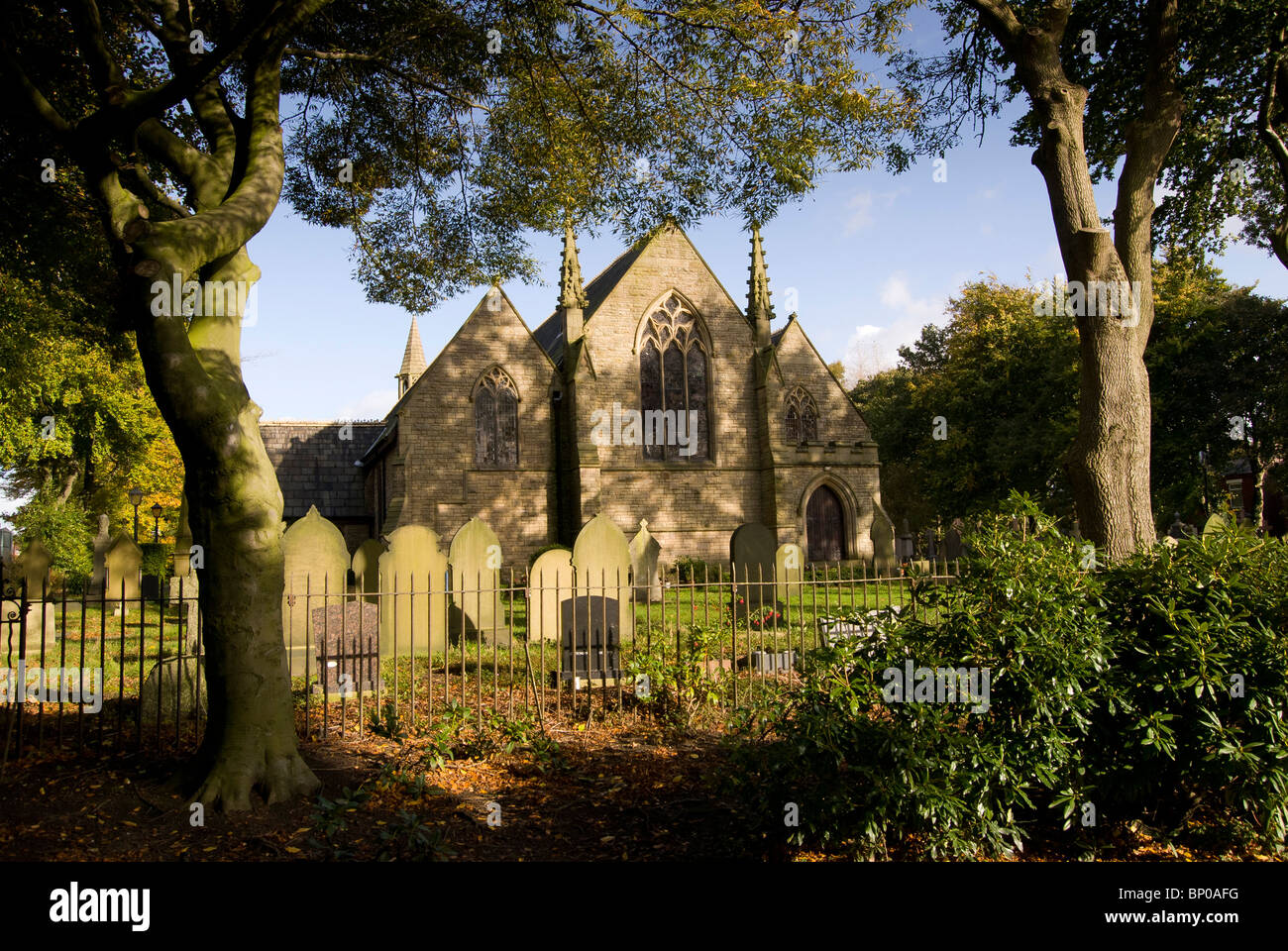 Exterior view of St. Margaret's Anglican Church, with a graveyard in ...
