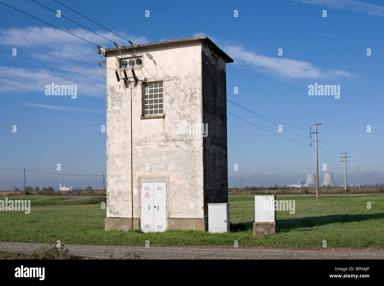 small electrical substation in the countryside - Northern Italy Stock ...