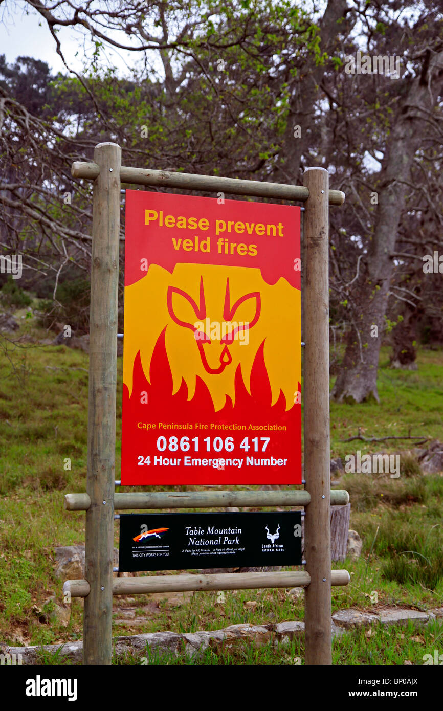 Sign in Table Mountain National Park urging public to prevent veld ...