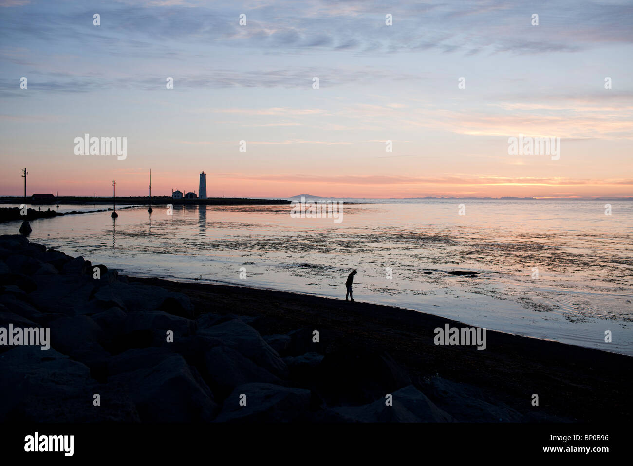 Sunset at the beach in Grotta, Iceland Stock Photo - Alamy